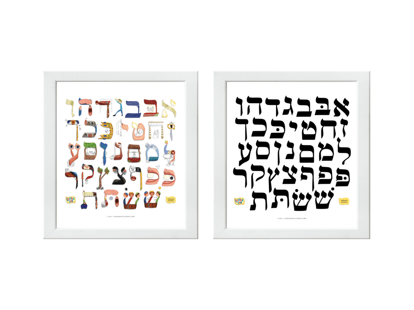 Letter Lab Alef Bet Illustrated Posters Set | Hebrew Scouts